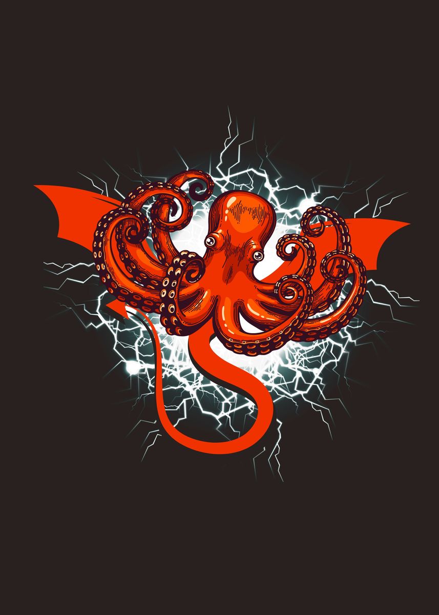 'The Born of Devil Octopus' Poster, picture, metal print, paint by Oizy ...