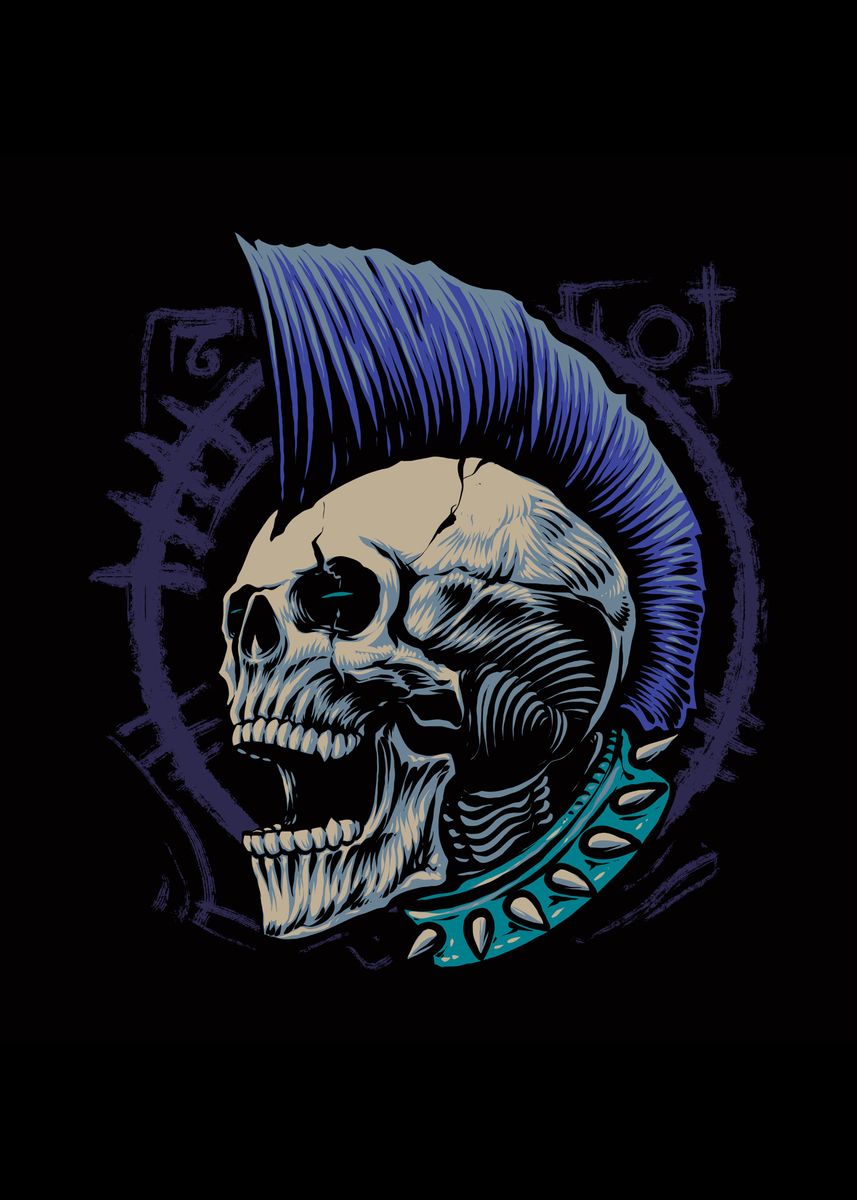 'Scream punk skull head' Poster, picture, metal print, paint by Le Thi ...