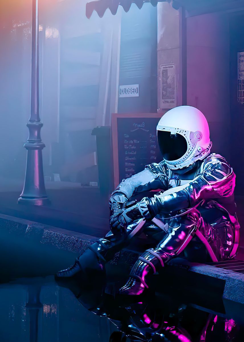 'Lonely Astronaut Front Bar' Poster by Lunaxys Artwork | Displate