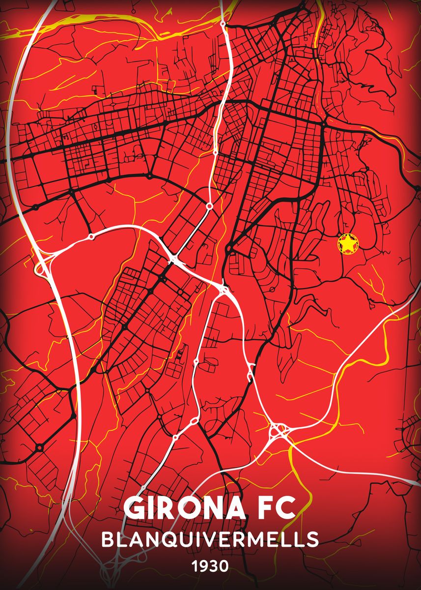 'Girona FC' Poster, picture, metal print, paint by Yates Madeline ...