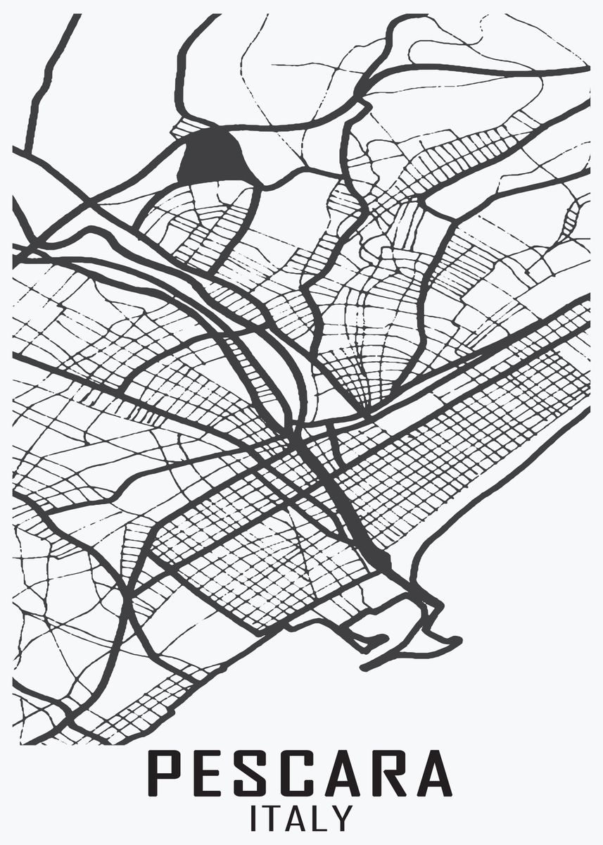 'Pescara Italy City Map' Poster, picture, metal print, paint by ...