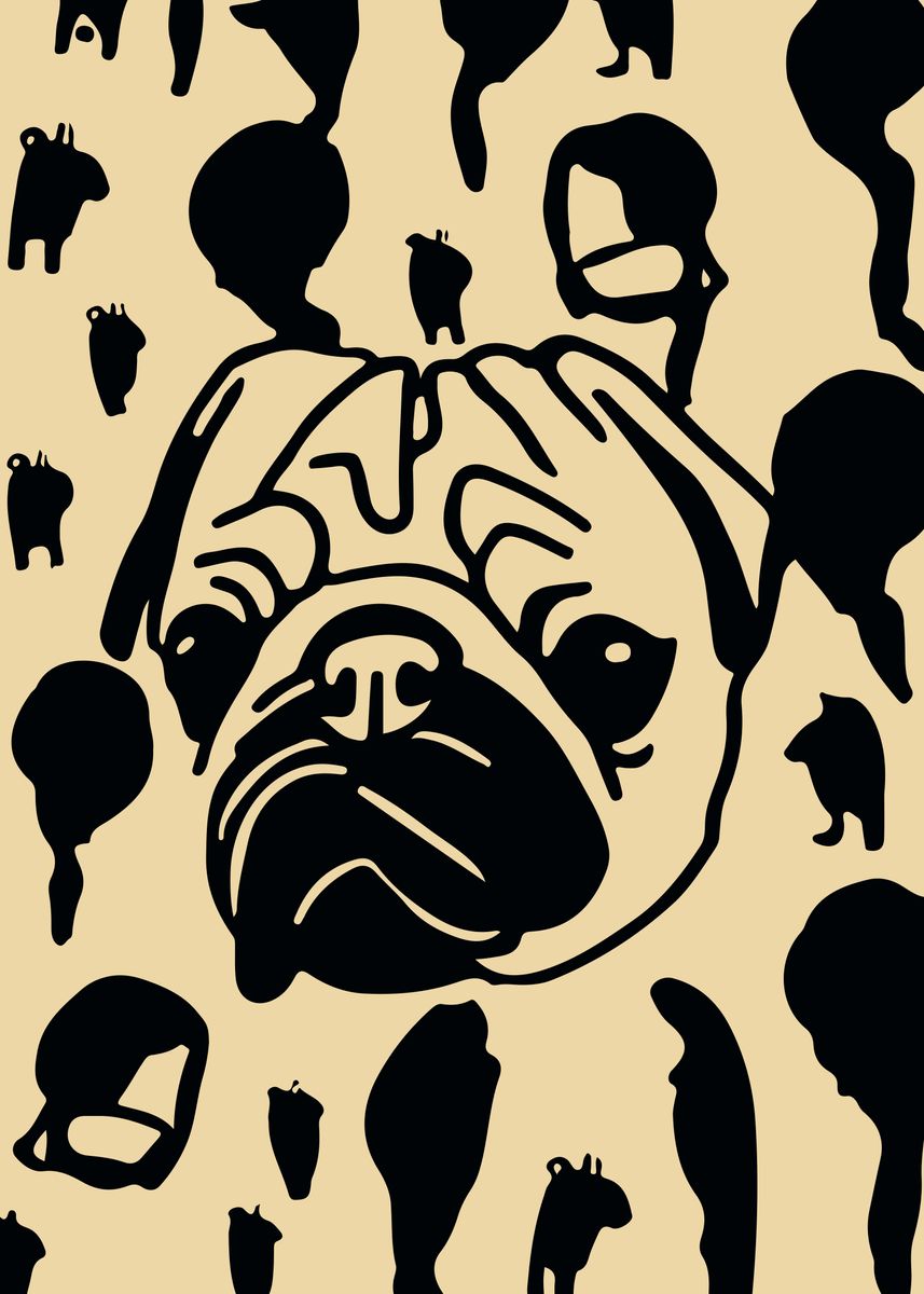 'Cute Pug Poster' Poster, picture, metal print, paint by ...