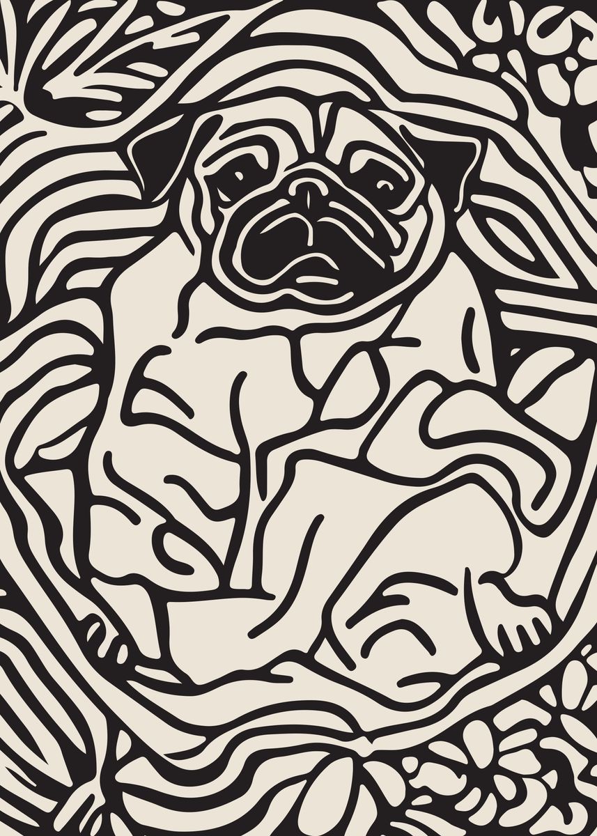 'Pug Monk Poster' Poster, picture, metal print, paint by ...