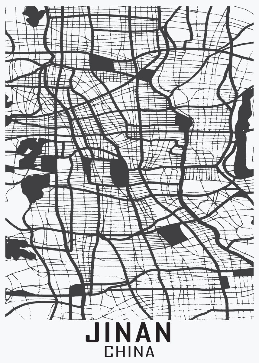 'Jinan China City Map' Poster, picture, metal print, paint by ...