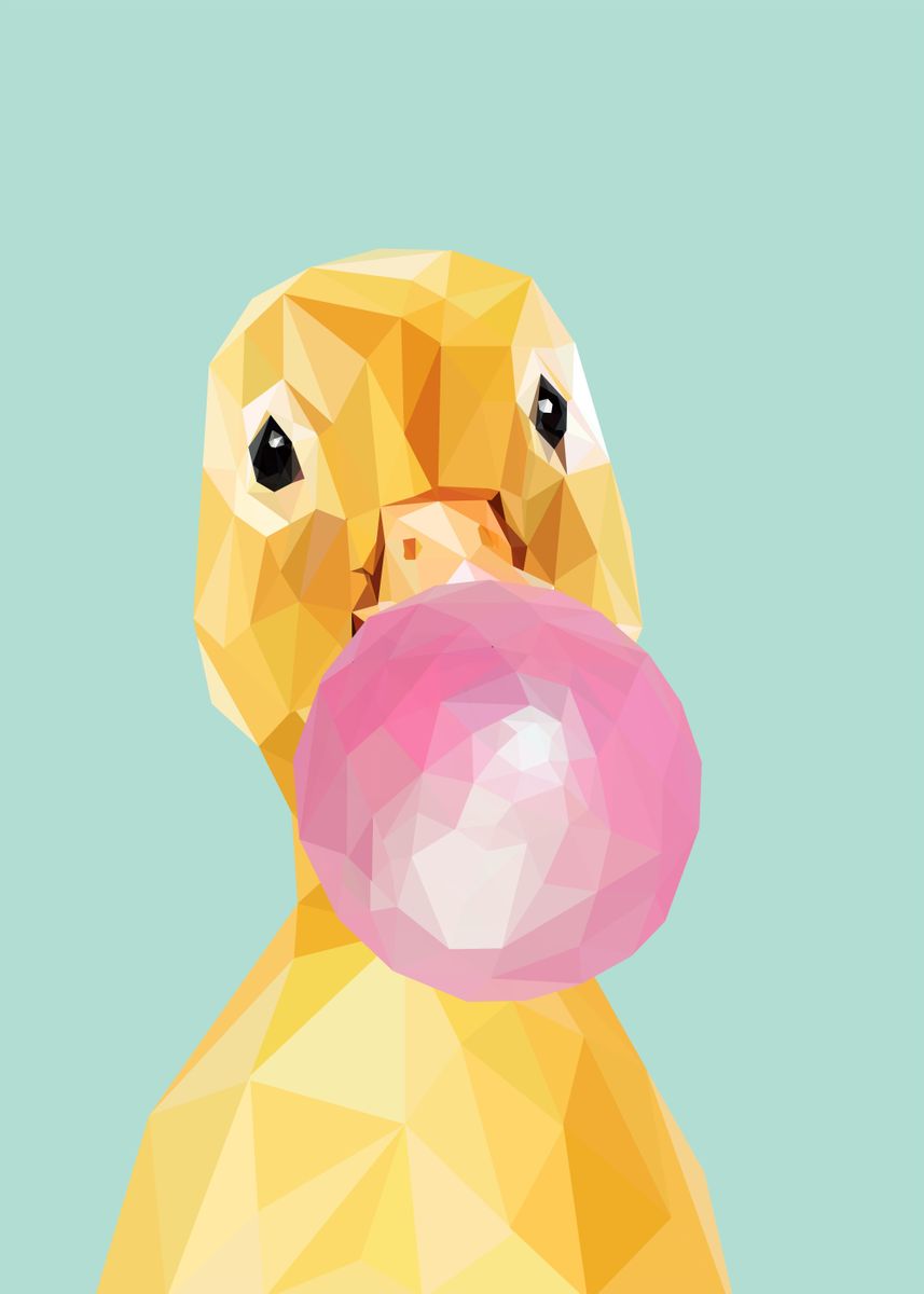 'little duck bubble gum' Poster, picture, metal print, paint by Lowpoly ...