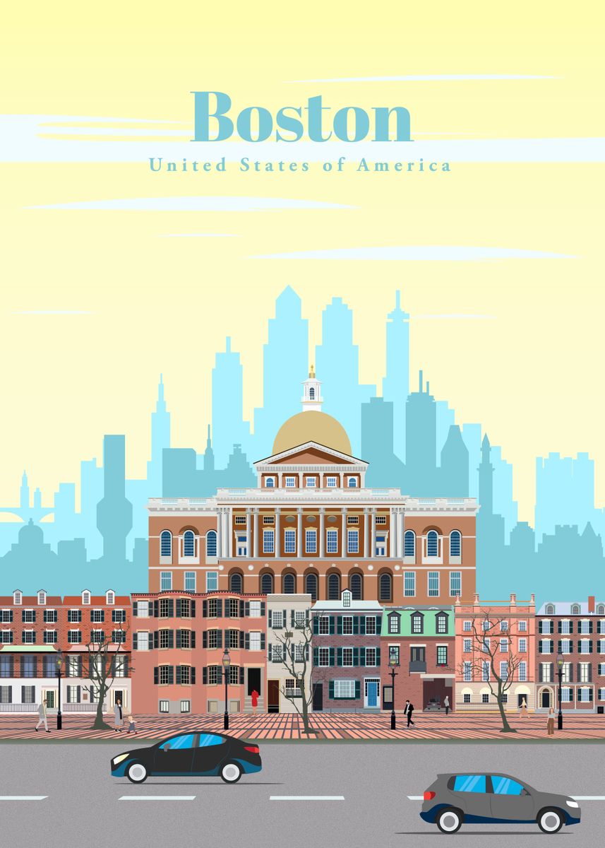 'Travel to Boston' Poster, picture, metal print, paint by Studio 324 ...