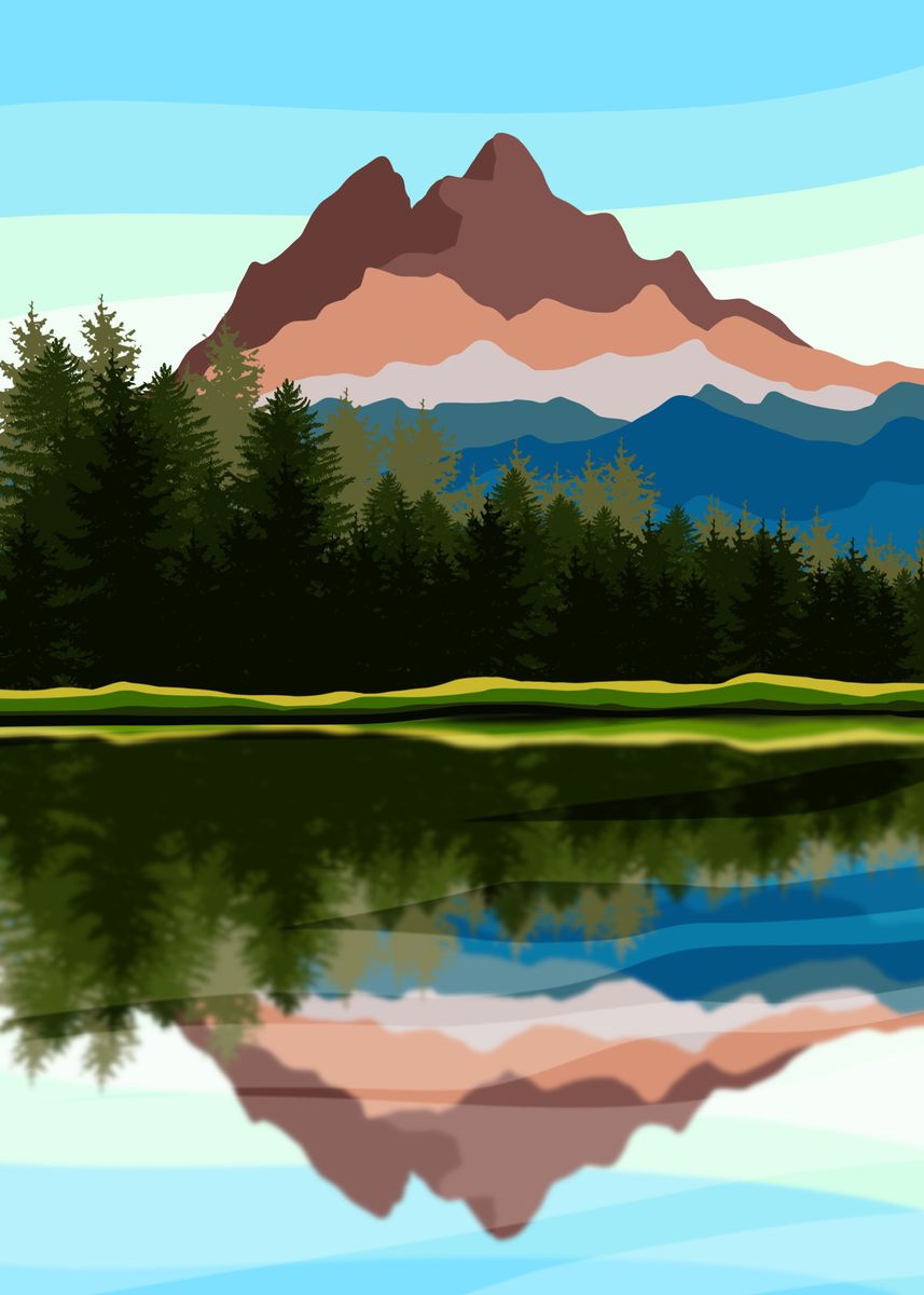 'Mountain landscape' Poster, picture, metal print, paint by taofik ...