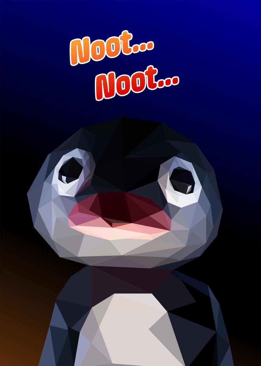 'noot noot pingu' Poster, picture, metal print, paint by Lowpoly Posters | Displate