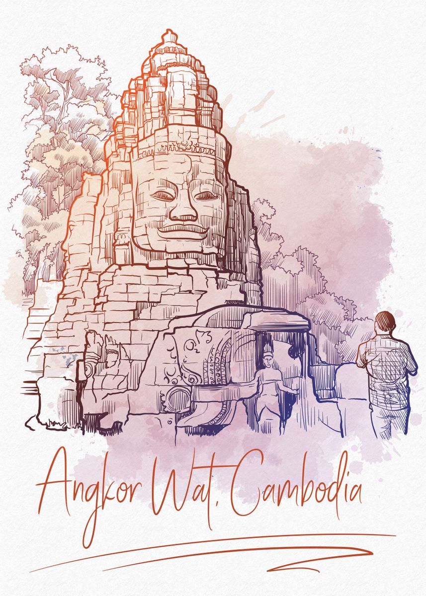 'Bayon Temple' Poster, picture, metal print, paint by FlyingBlade ...