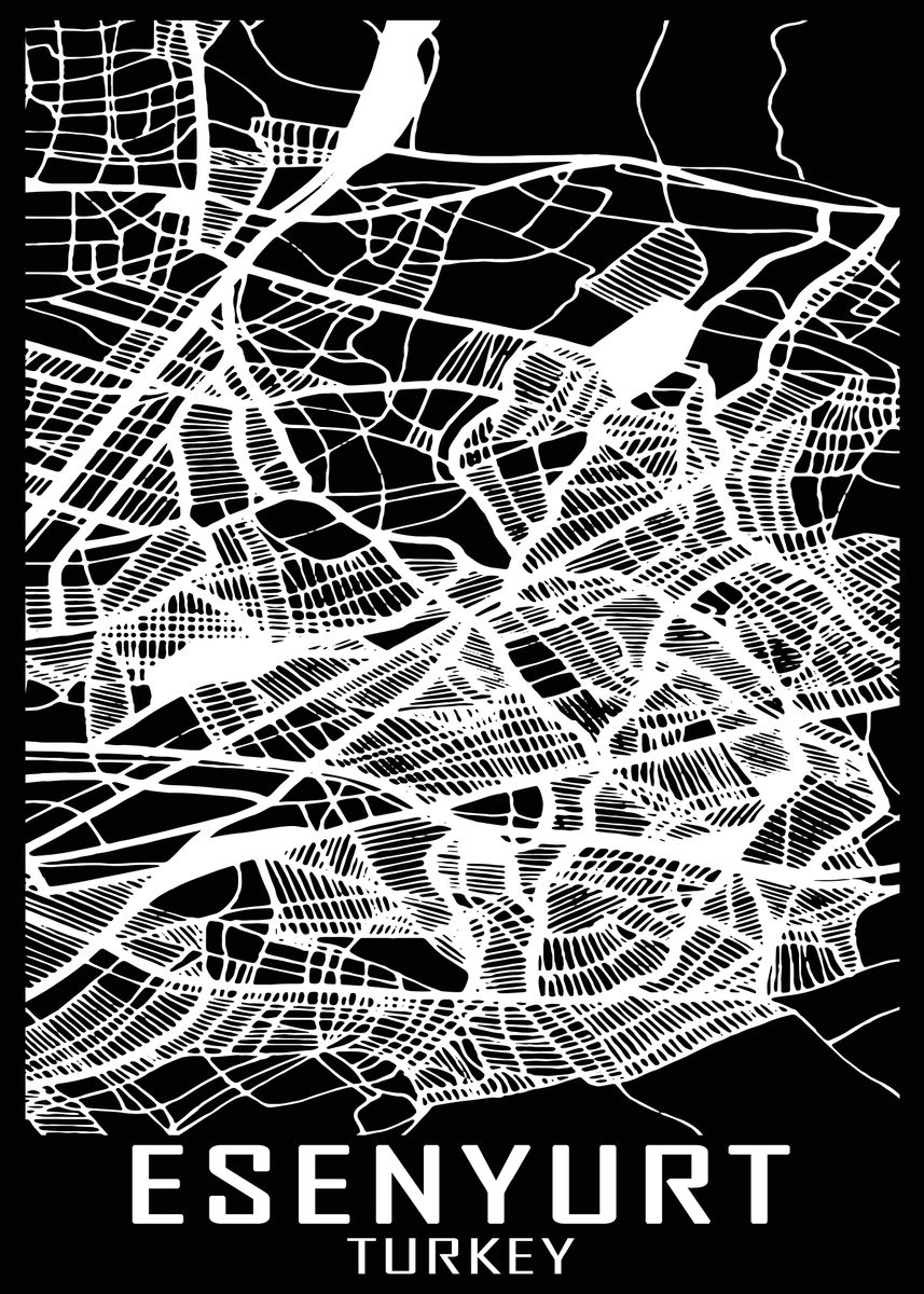 'Esenyurt Turkey City Map' Poster, picture, metal print, paint by ...