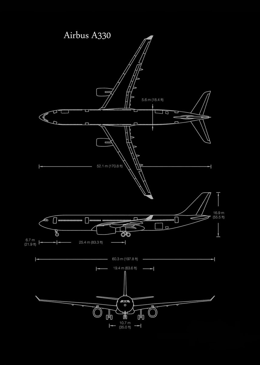 'Airbus A330' Poster, picture, metal print, paint by Mod Yof | Displate