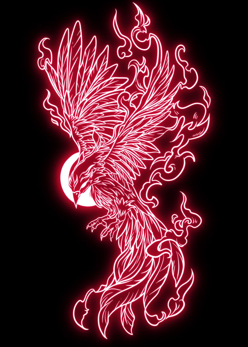 'Phoenix neon art' Poster by Pegasus Art | Displate
