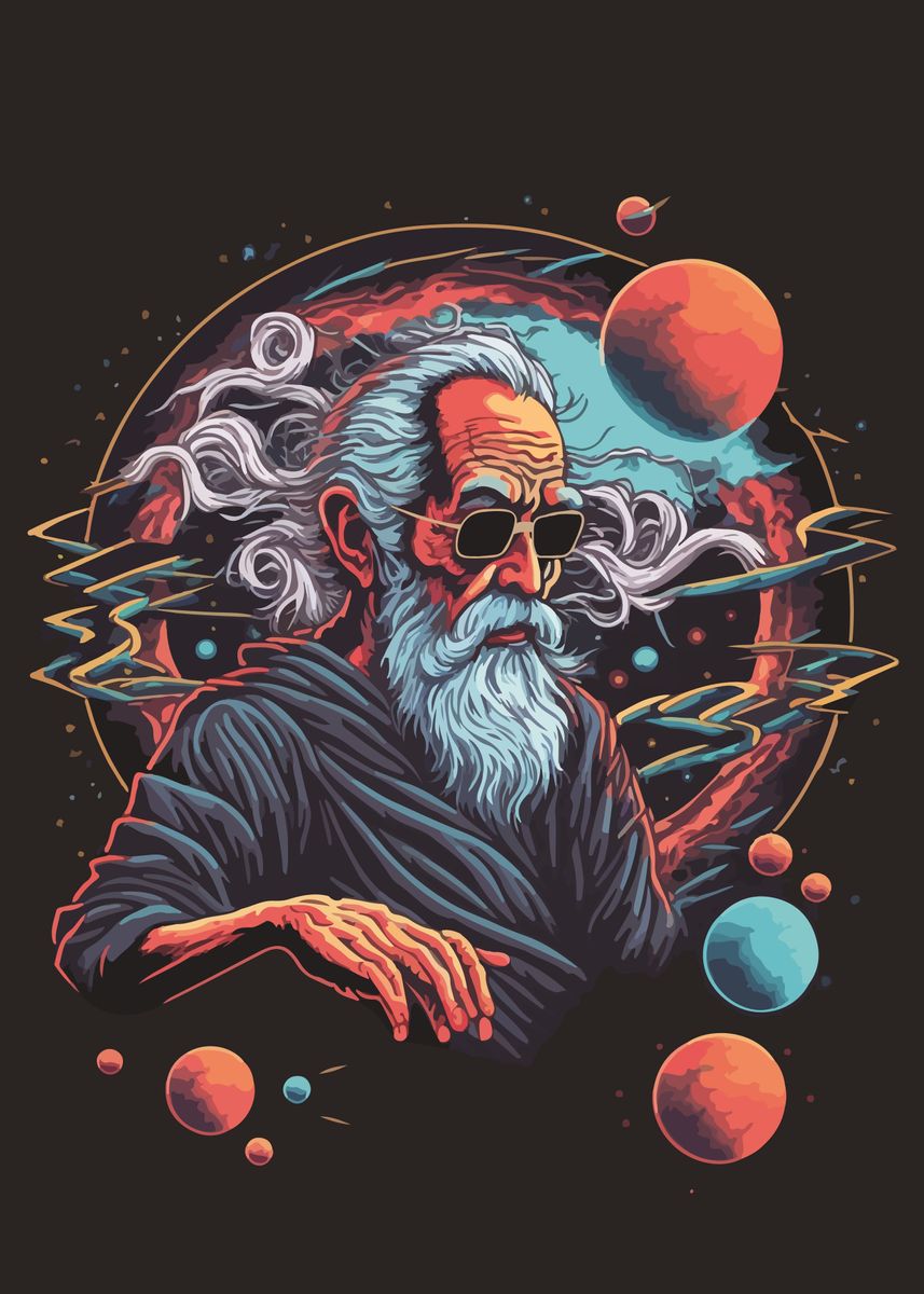 'Old man summon universe' Poster, picture, metal print, paint by ...