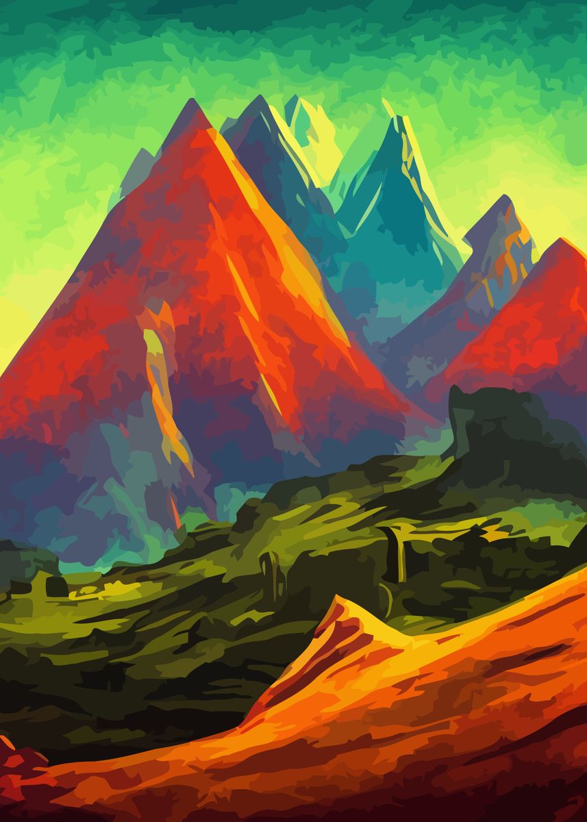 'Rocky Mountain Peaks' Poster, picture, metal print, paint by Prawny ...