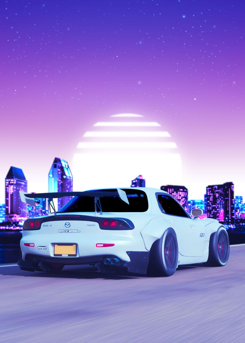 'RX 7 Synthwave' Poster by Vero Automotive | Displate