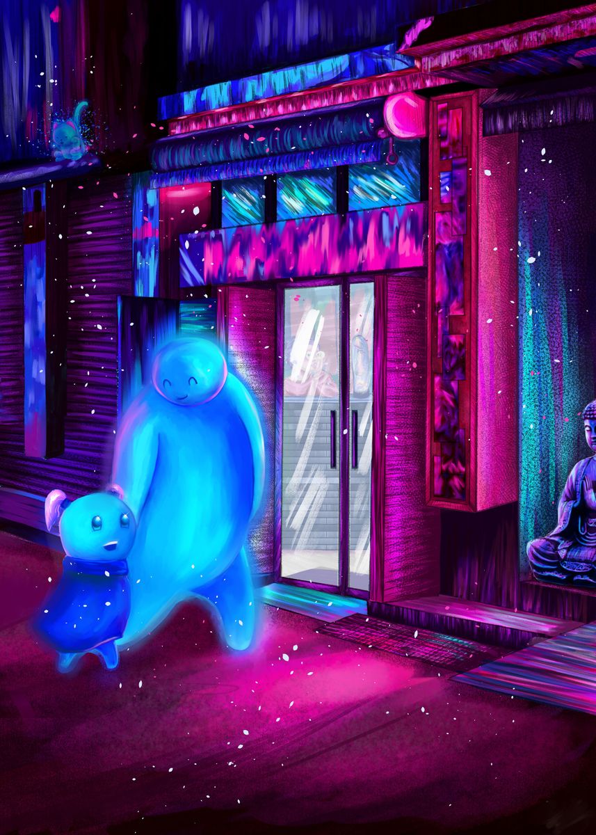 'Japanese Neon Street' Poster by Naika | Displate