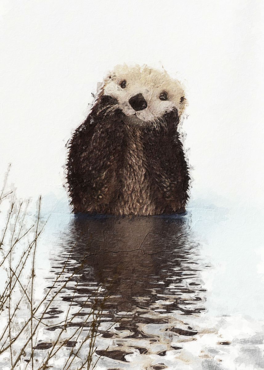 'Cute otter' Poster, picture, metal print, paint by TNT GROUP | Displate
