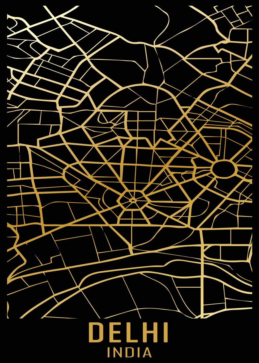 'Delhi India City Map' Poster, picture, metal print, paint by ...