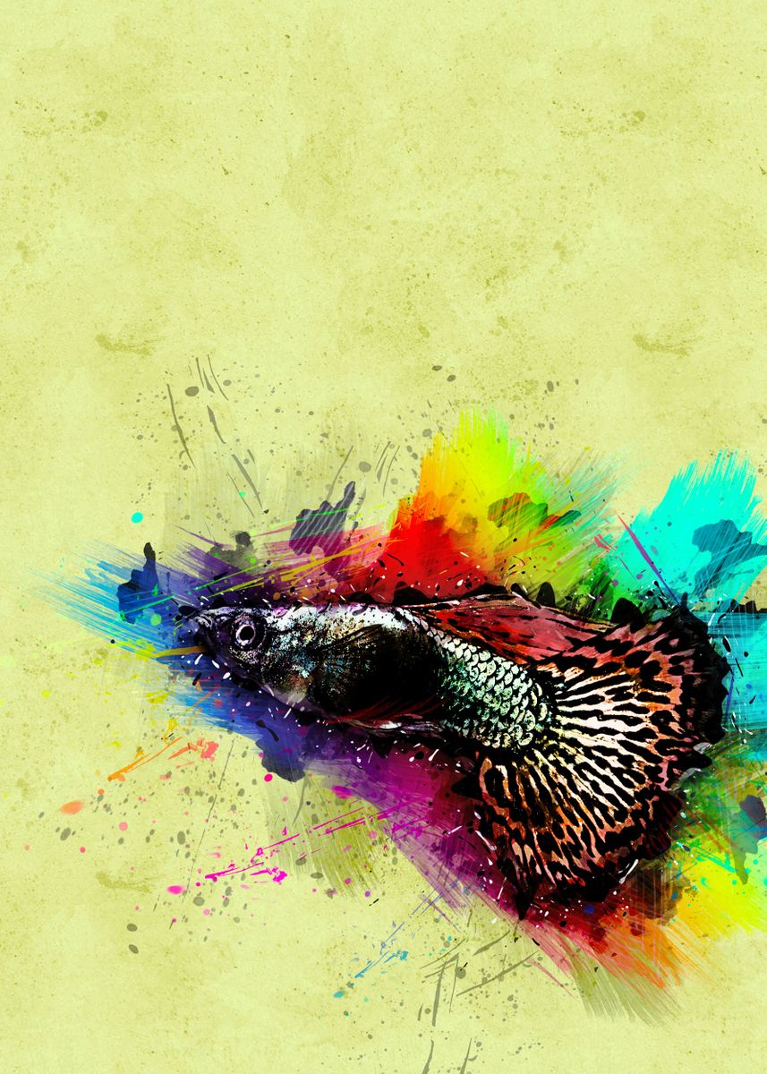 'Fish 198' Poster, picture, metal print, paint by TaTu Art | Displate