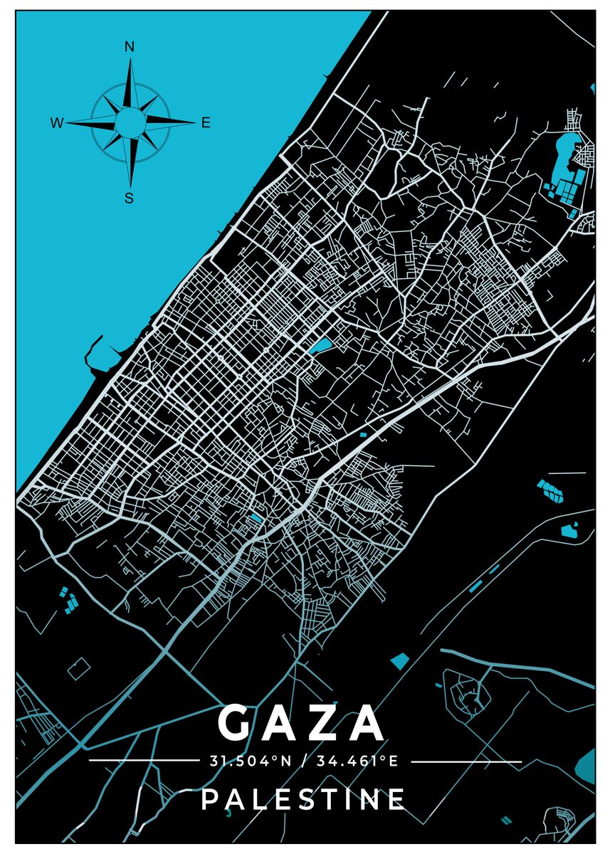 'Premium Gaza Palestine Map' Poster, picture, metal print, paint by ...