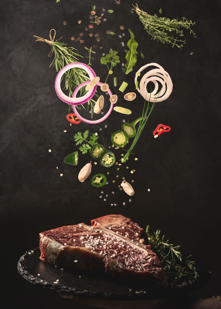 'Medium rare beef steak' Poster, picture, metal print, paint by Stefan ...