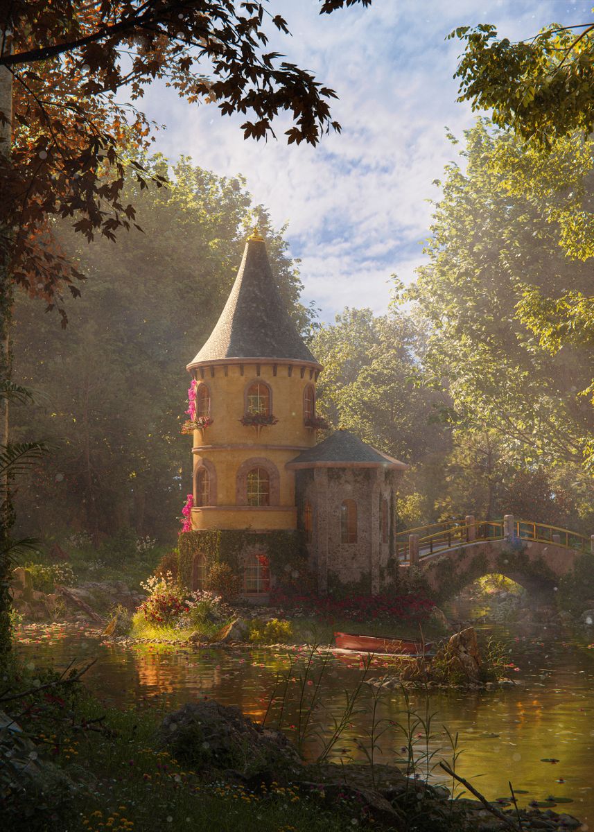 'Hidden Tower' Poster, picture, metal print, paint by Sweeper3D | Displate