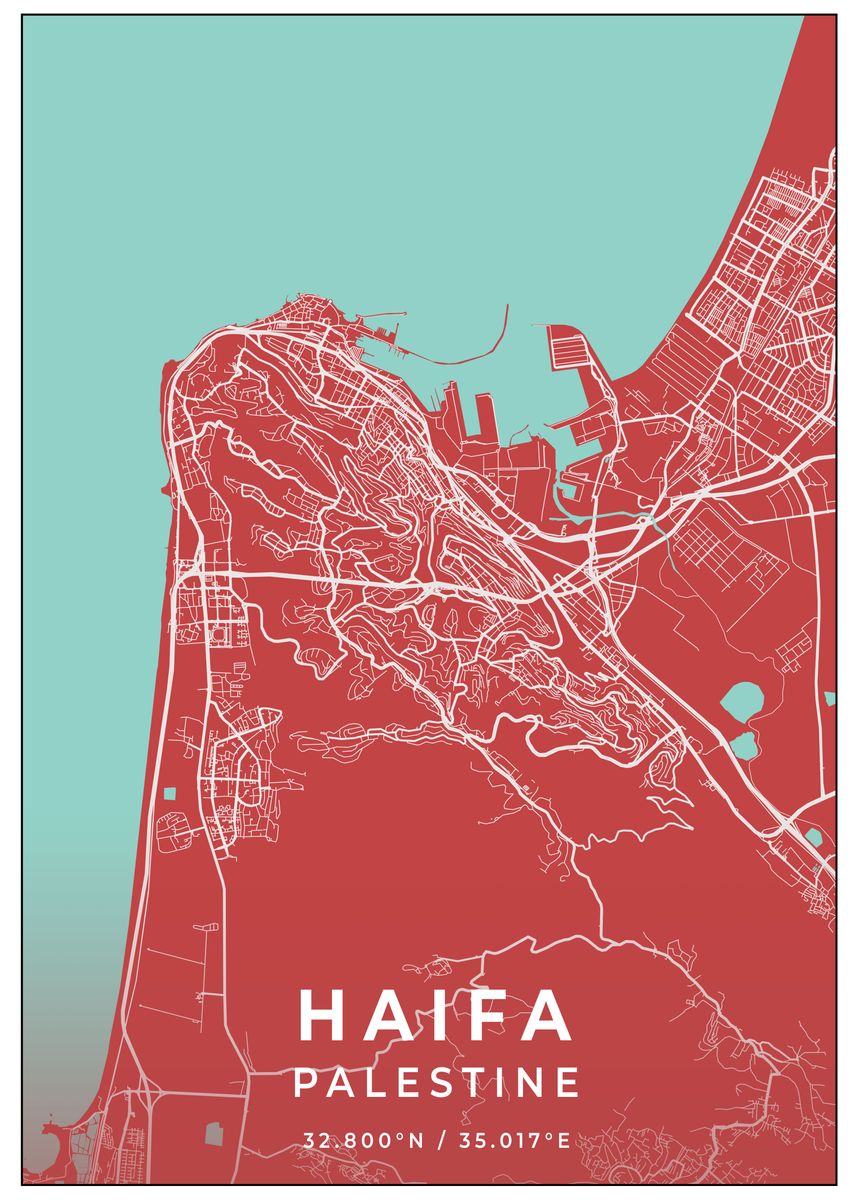'Haifa Palestine Map' Poster, picture, metal print, paint by Omar Kanan ...