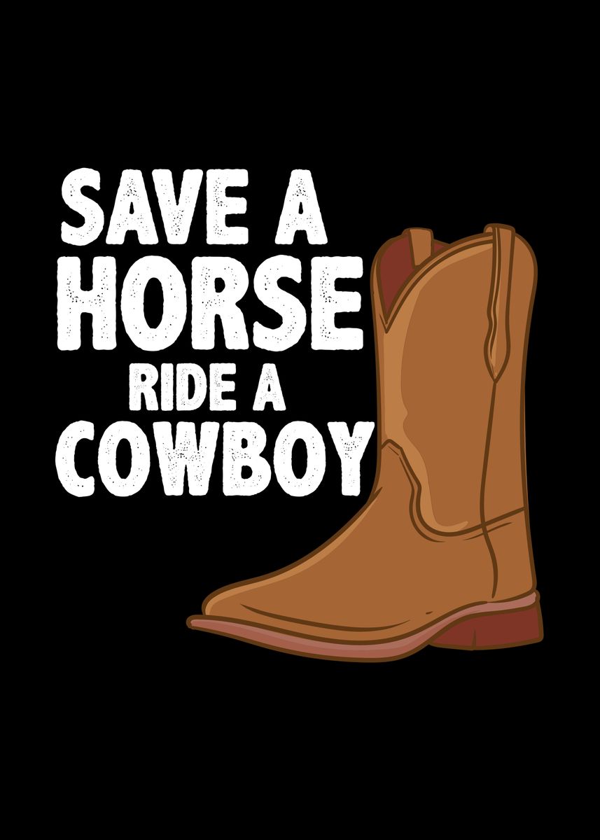 'Funny Cowboy motif' Poster, picture, metal print, paint by Brummkatze ...