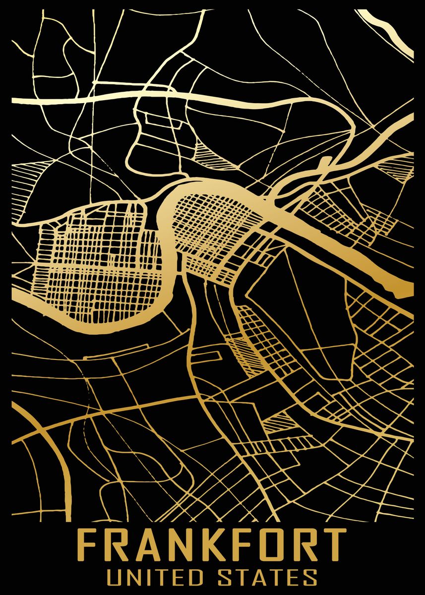 'Frankfort USA City Map' Poster, picture, metal print, paint by ...