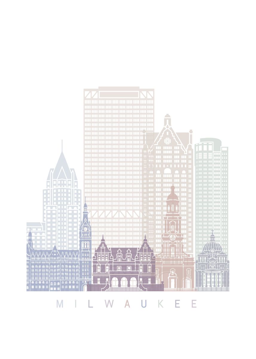 'MILWAUKEE SKYLINE POSTER ' Poster by Cristina Romero | Displate