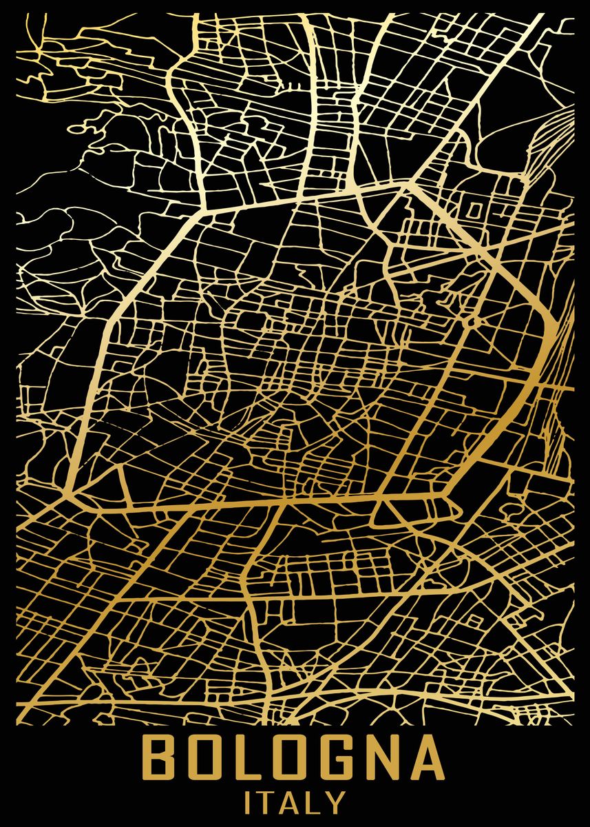 'Bologna Italy City Map' Poster, picture, metal print, paint by ...