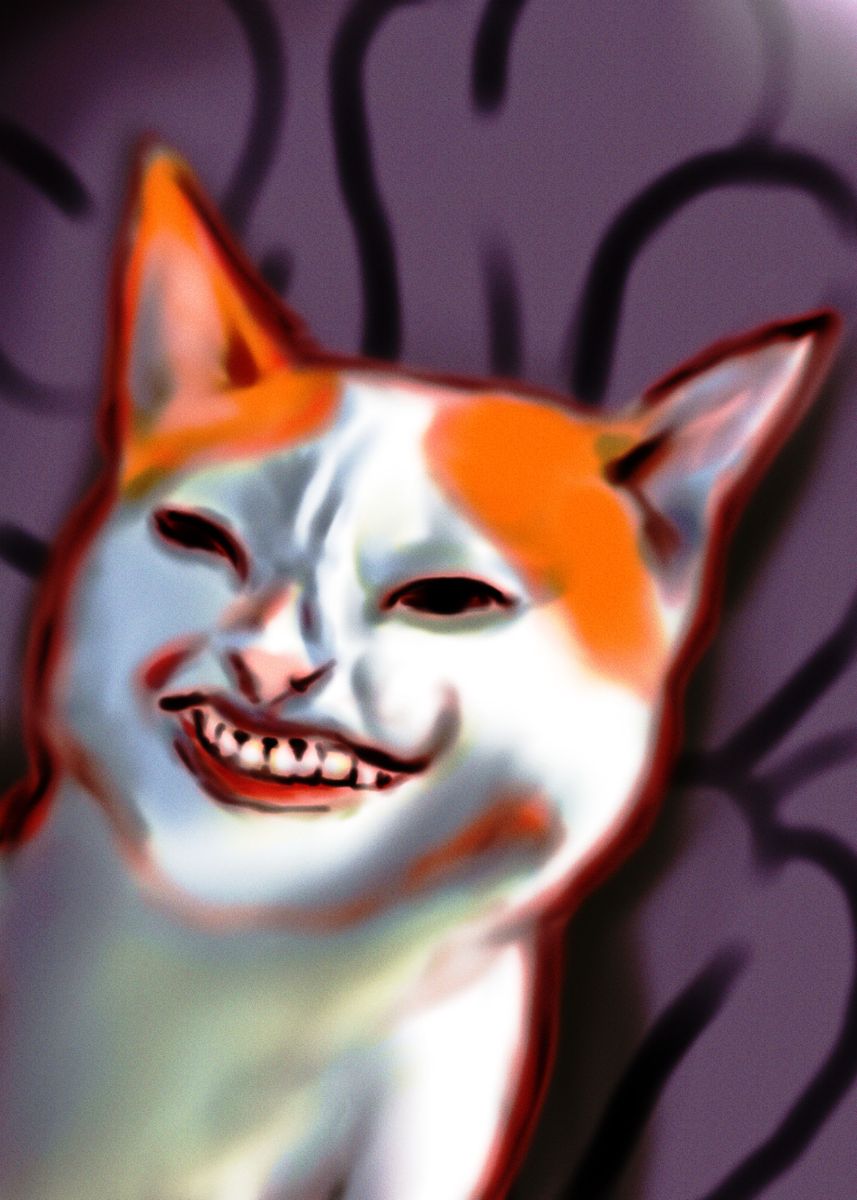 'cute cat smiling meme' Poster, picture, metal print, paint by wuvywuv ...
