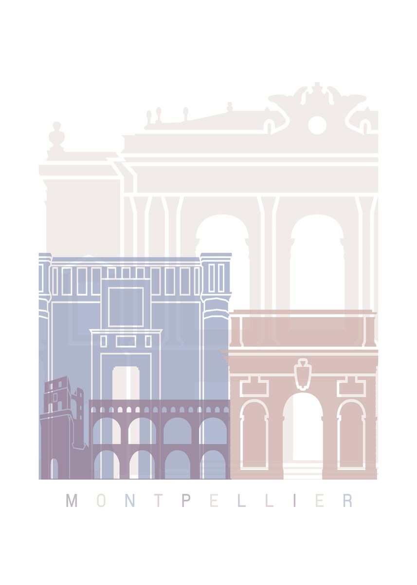 'MONTPELLIER SKYLINE POSTER' Poster, picture, metal print, paint by ...