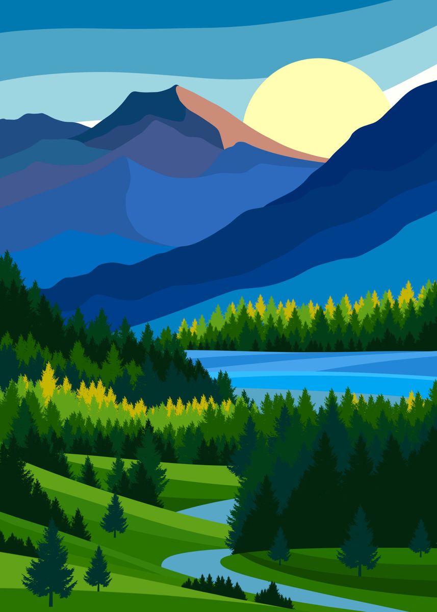 'Mountain landscape' Poster by taofik merchsigns | Displate