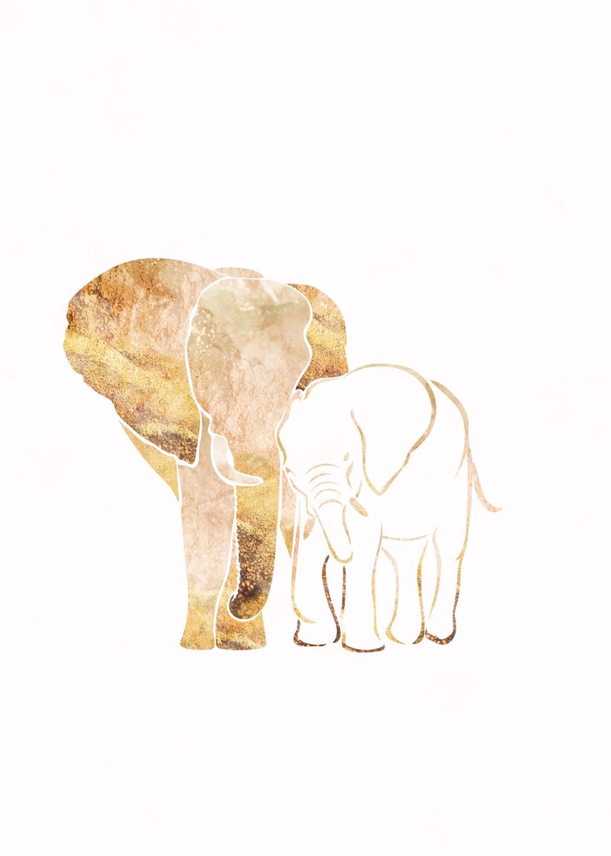 'Golden Elephants 1' Poster by Sarah Manovski | Displate
