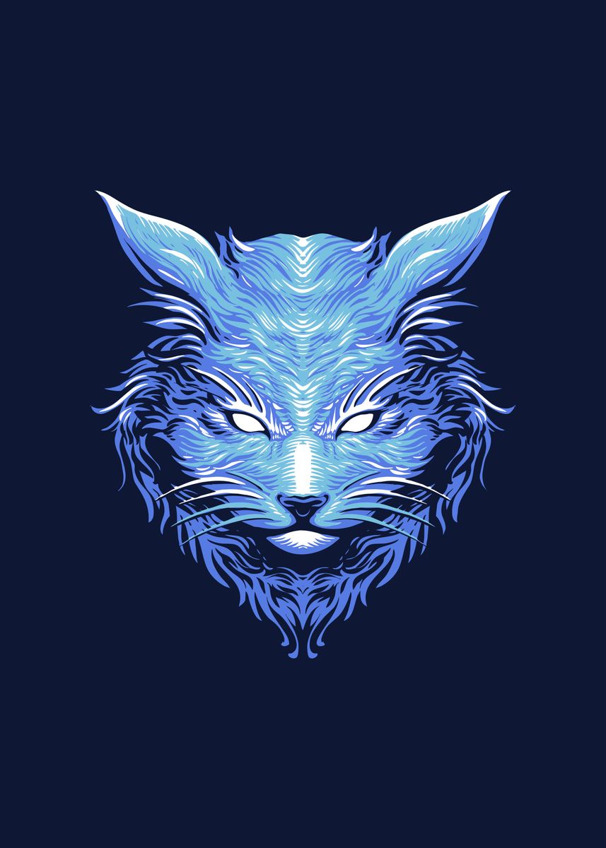 'Blue cat head' Poster by Le Thi Thu Hien | Displate