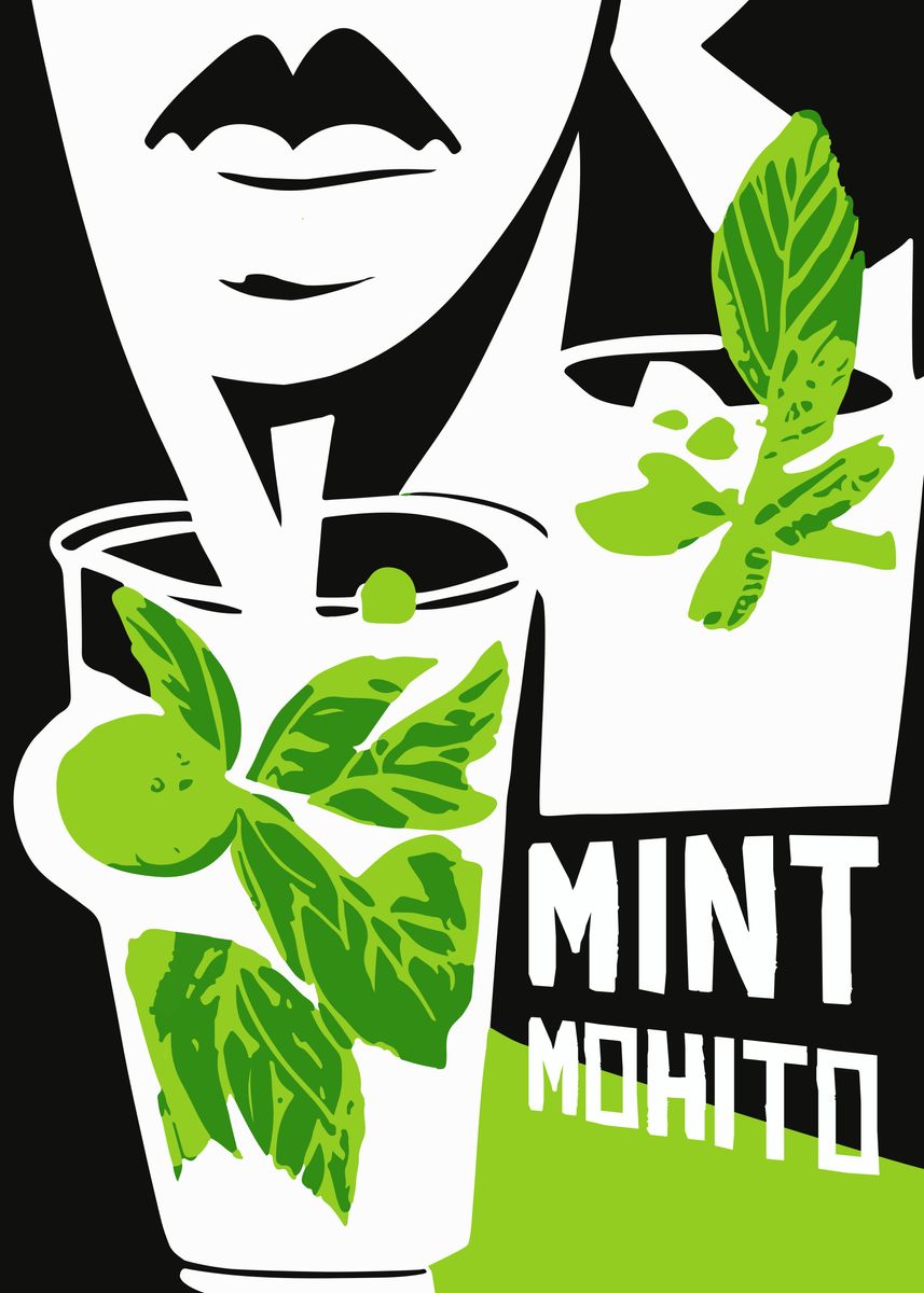 'MINT MOHITO Poster' Poster, picture, metal print, paint by BluePinkPanther | Displate