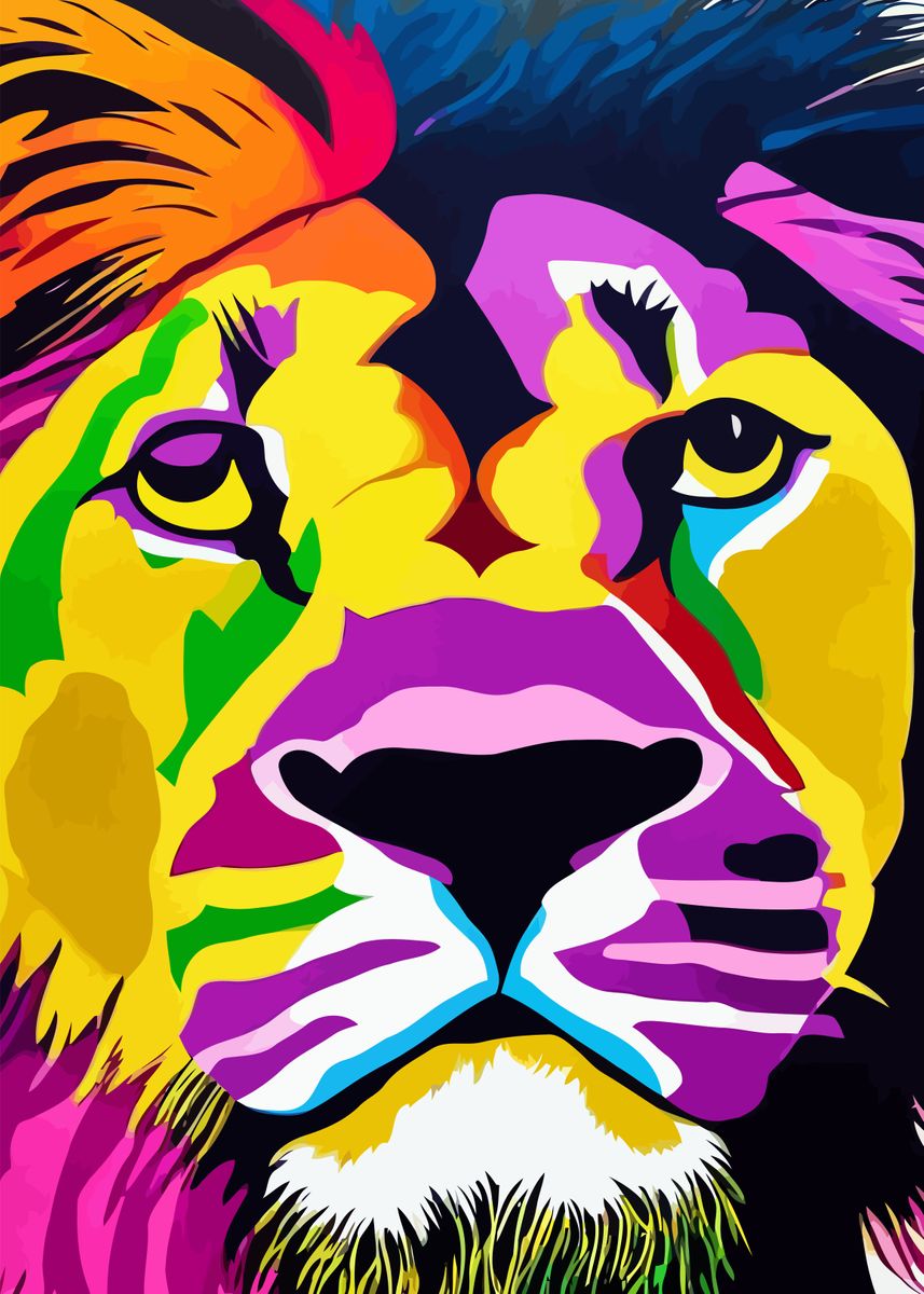 'Colorful as a Lion' Poster, picture, metal print, paint by Prawny ...