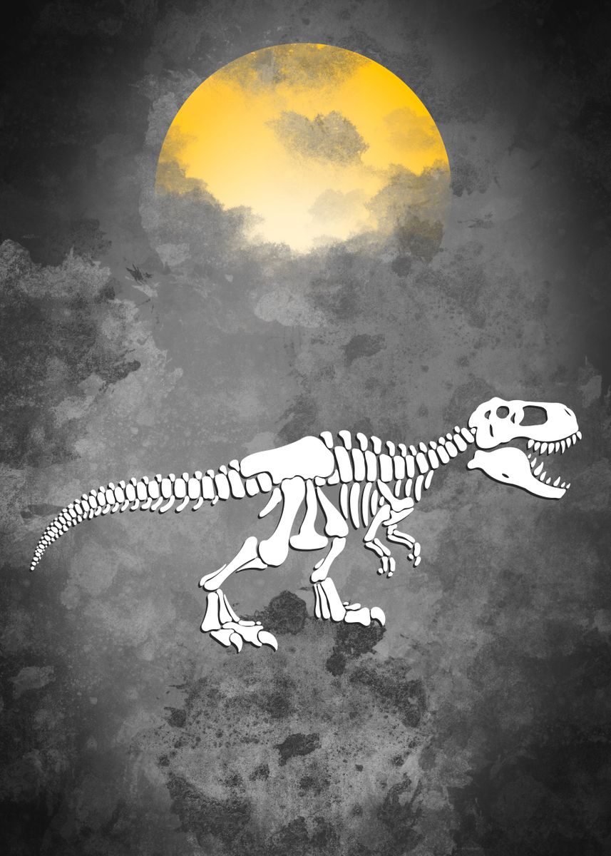 'Dinosaur fossil moon' Poster, picture, metal print, paint by Aiden ...