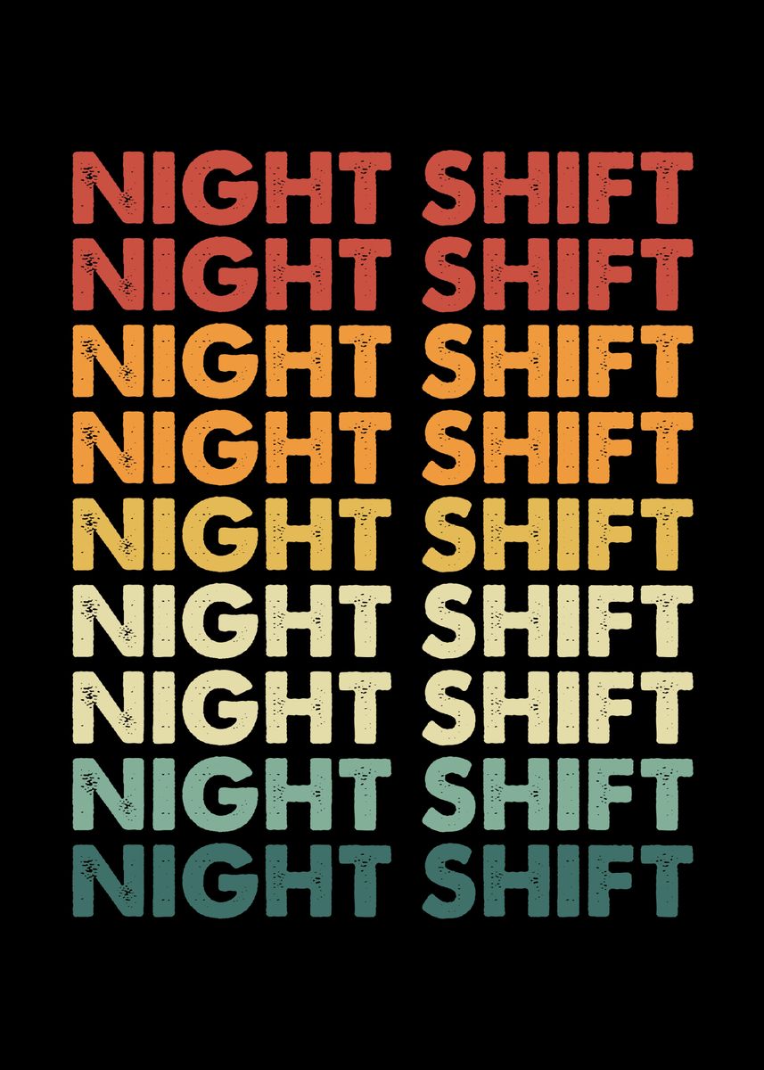 'Colorful night shift retro' Poster, picture, metal print, paint by ...