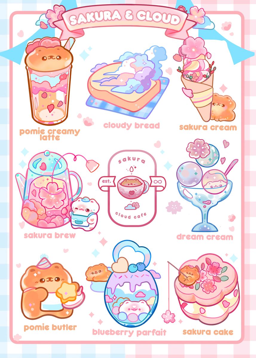 'Sakura Cloud Cafe Pomiechi' Poster, picture, metal print, paint by Pomiechi | Displate