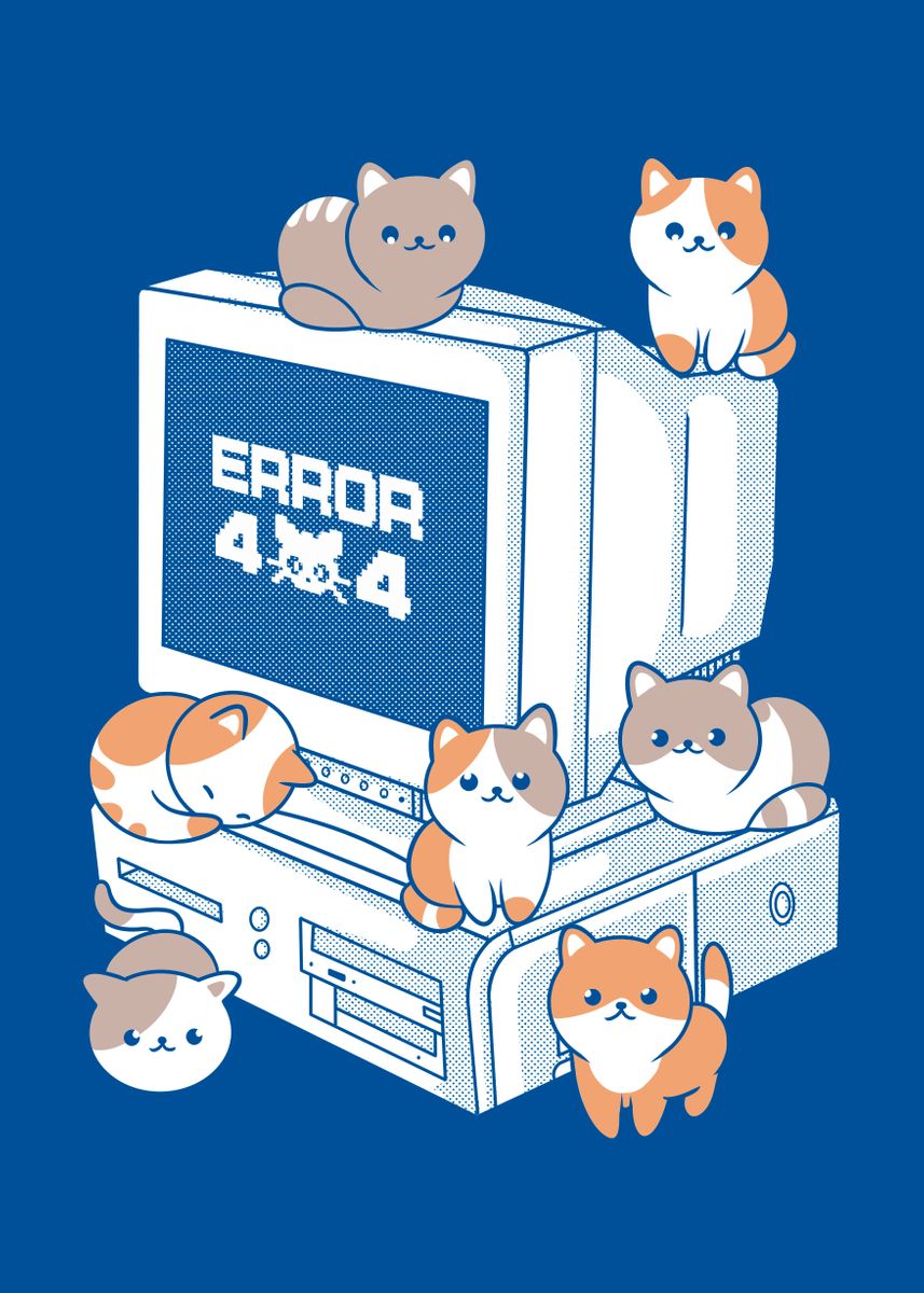 'Error Cat' Poster, picture, metal print, paint by Eoli Studio | Displate