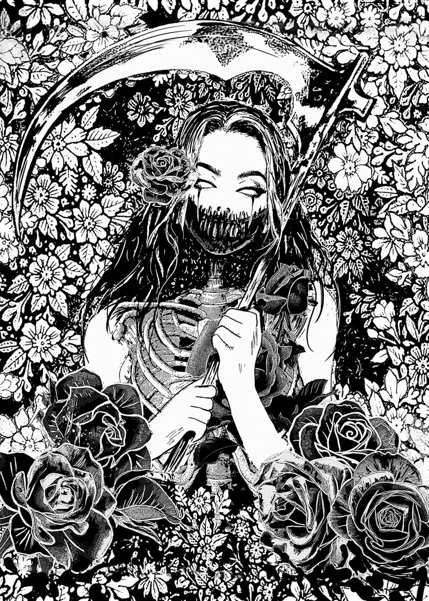 'Gothic Manga Reaper ' Poster, picture, metal print, paint by Anass Benktitou | Displate