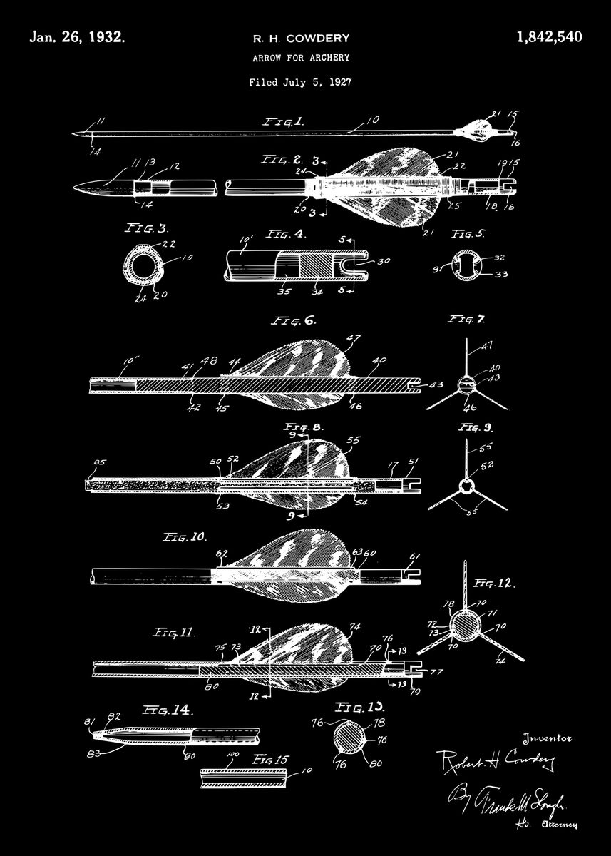 'Arrow of archery patent' Poster, picture, metal print, paint by ...
