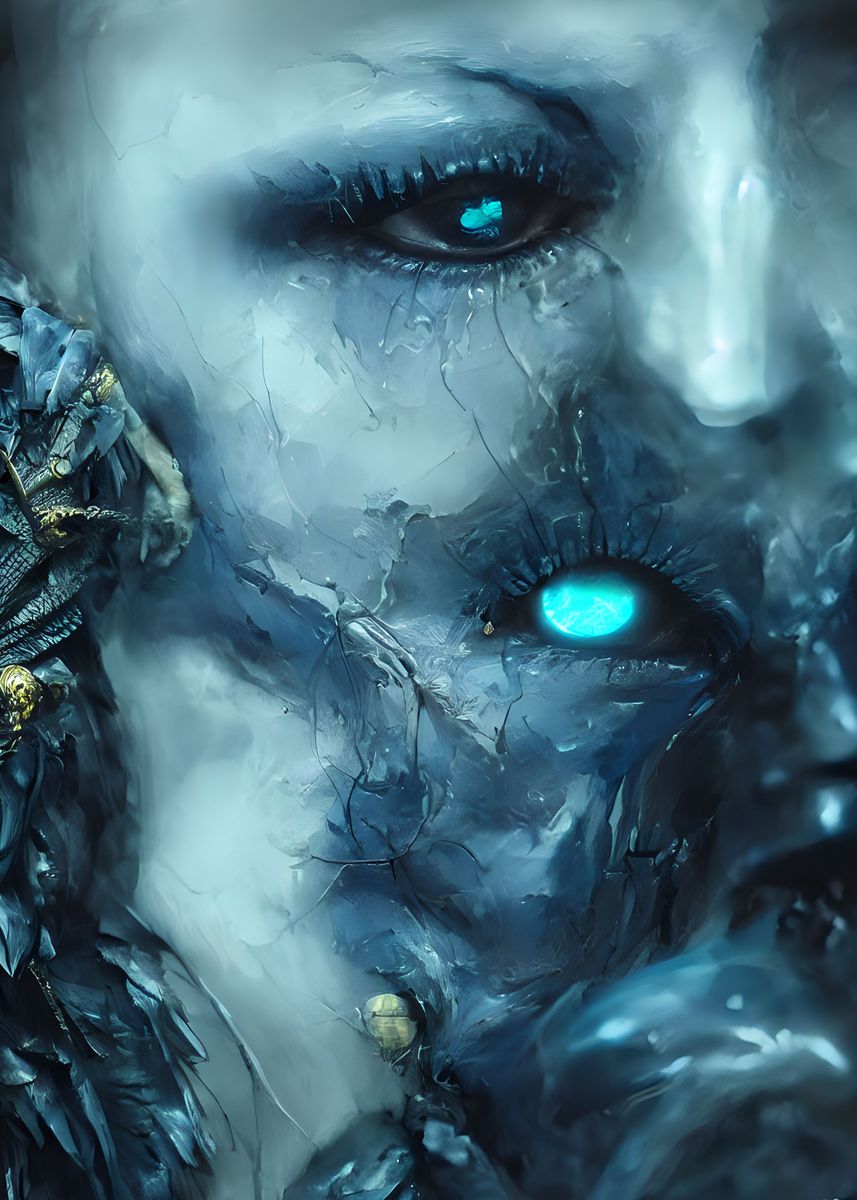 'Blue eyes of evil' Poster, picture, metal print, paint by Lukasz ...