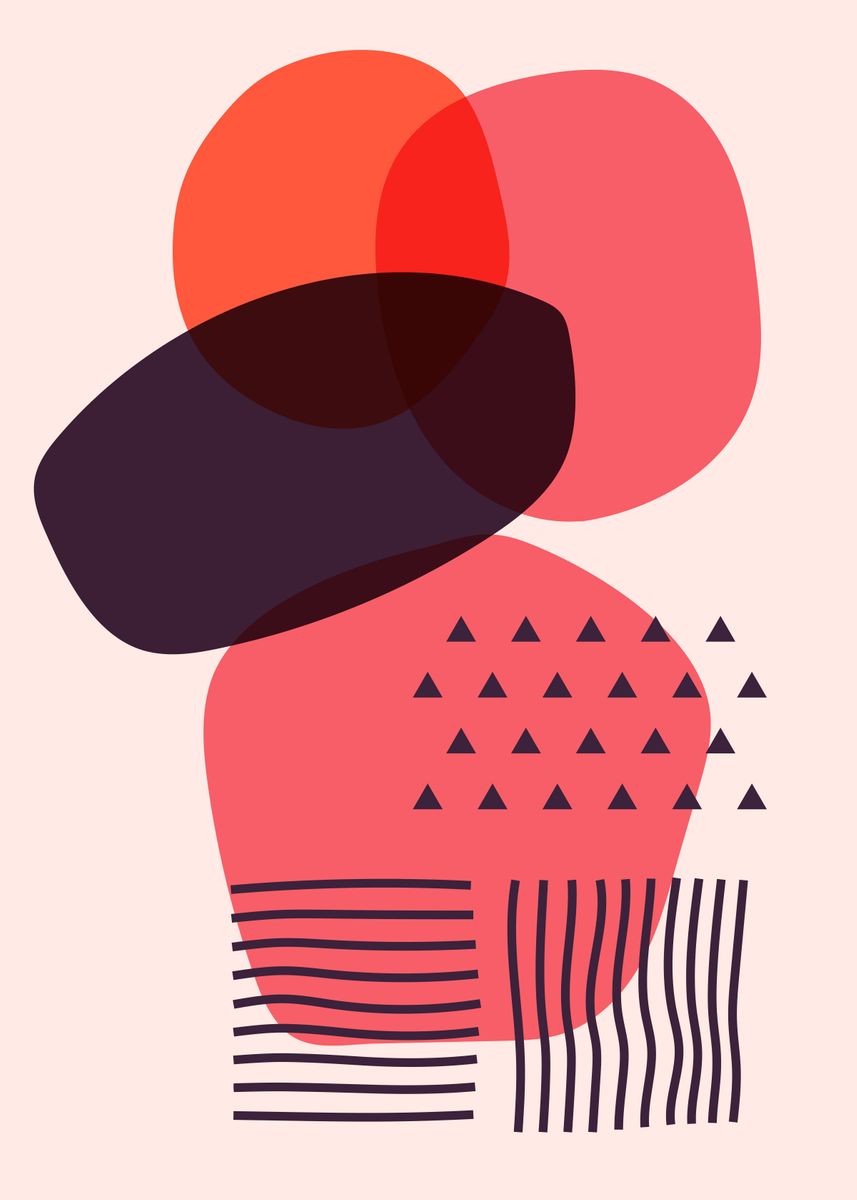 'Pink shade minimal shapes' Poster, picture, metal print, paint by ...