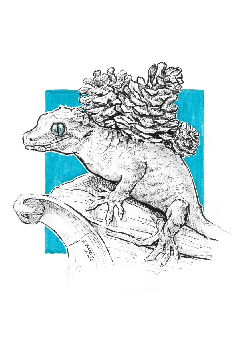 'Gargoyle Gecko Inktober' Poster by eDrawings 38 | Displate