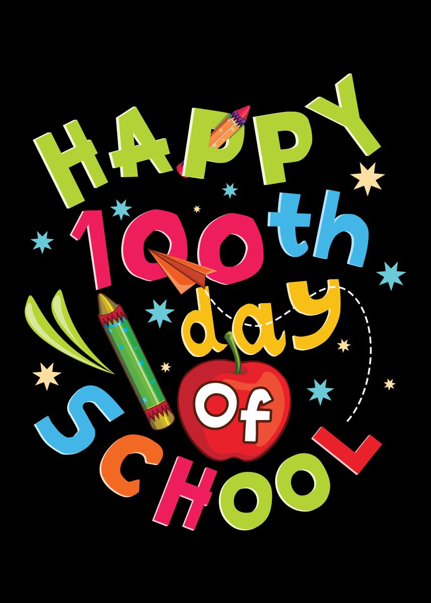 'Apple Happy 100th Day' Poster, picture, metal print, paint by ShirTom ...