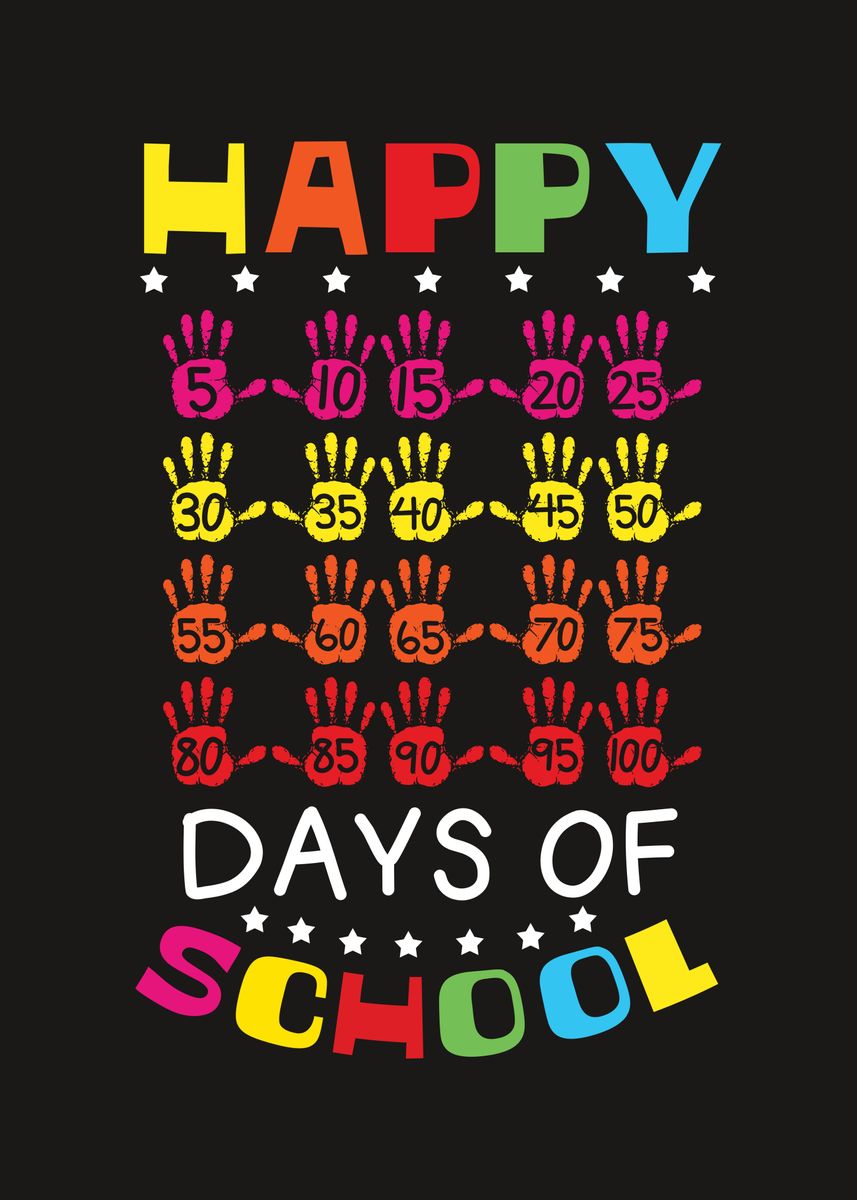 'Cute Student Happy 100th' Poster, picture, metal print, paint by ...