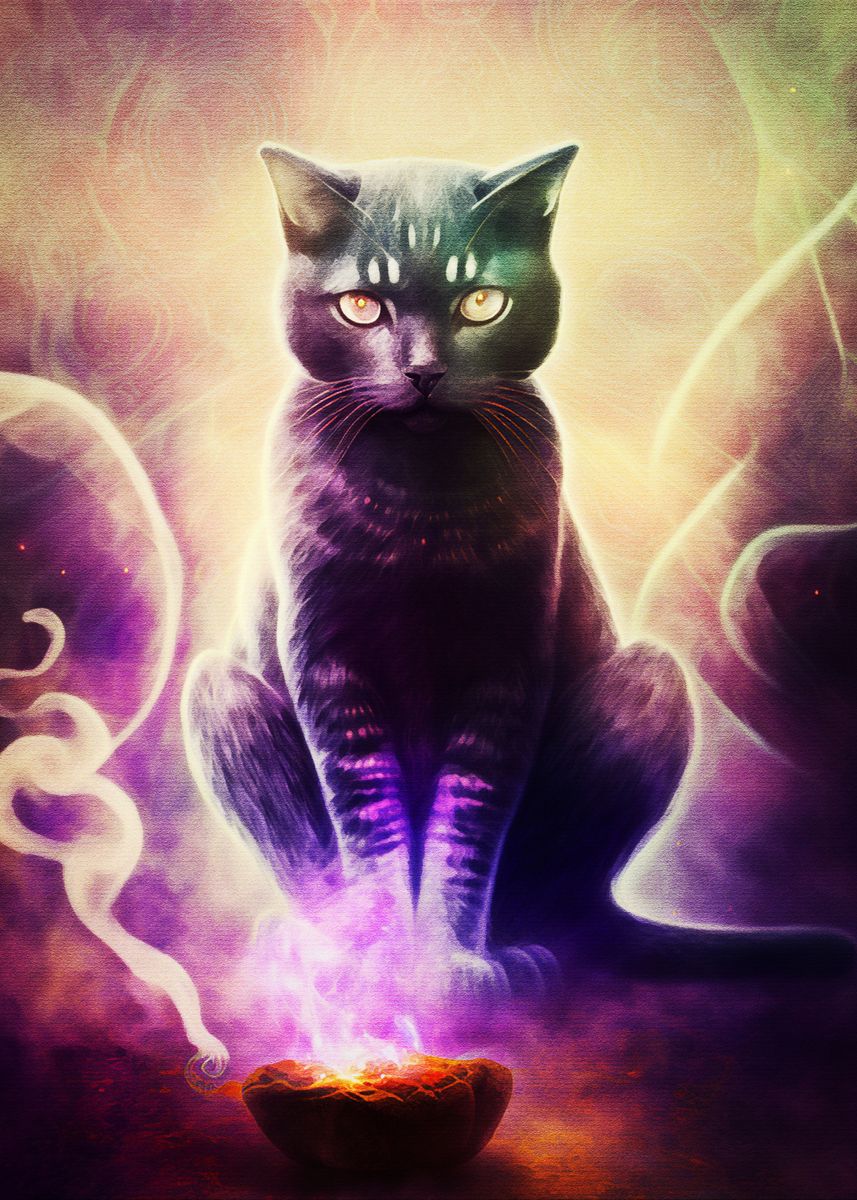 'spiritual healer cat' Poster, picture, metal print, paint by Muh Asdar ...